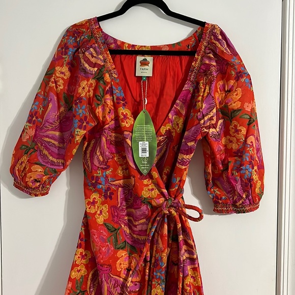 FARM Rio | Dresses | Farm Rio Red Spring Bananas Maxi Dress New With ...